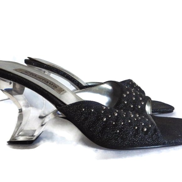 Classique | Shoes | Vintage Classique Denim Slide 3 Acrylic Heelbiker ...